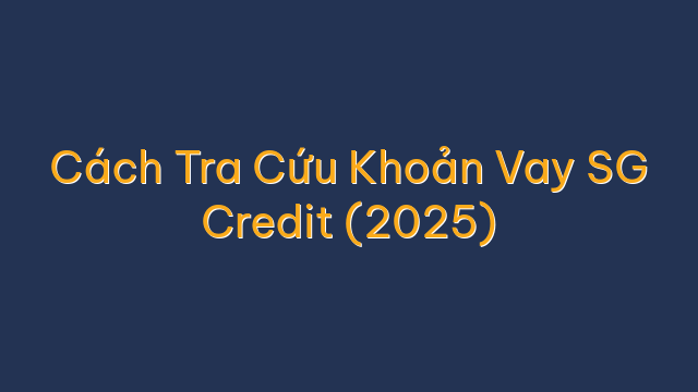 Cách Tra Cứu Khoản Vay SG Credit (2025)